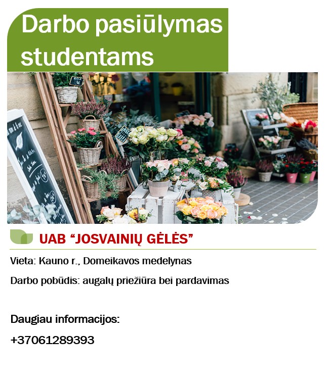 Darbo ir praktikų pasiūlymai | VDU Žemės ūkio akademija